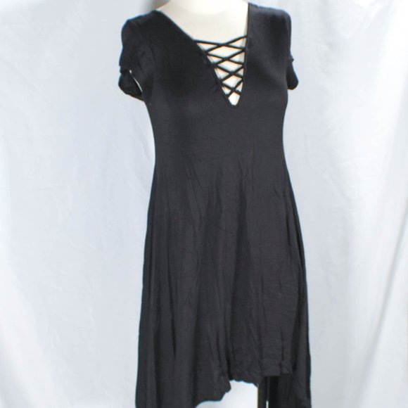 Dresses | Black Fairycore Goth Style Dress Criss Cross Front And Back ...